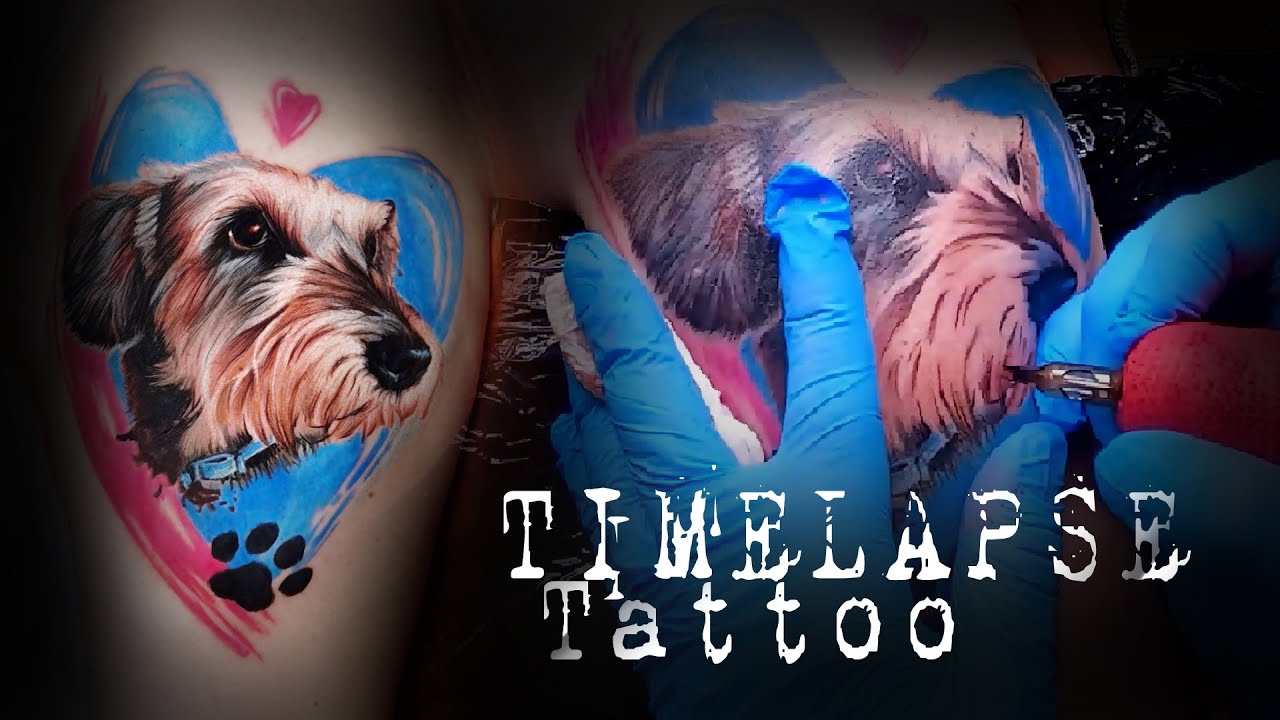 Tattoo Timelapse / RealTime - portret psa (Dog) done by FK Irons Flux ...