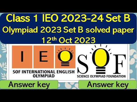 Class 1 SOF IEO 2023-24 Set B solved paper English Olympiad #olympiad # ...