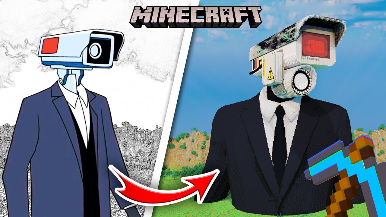 Epic Build Challenge - The Biggest Cameraman Statue in Minecraft! - YouTube