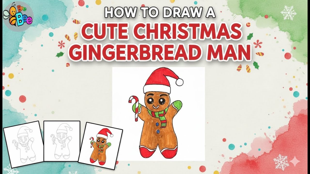 How to Draw a Cute Christmas Gingerbread Man - YouTube