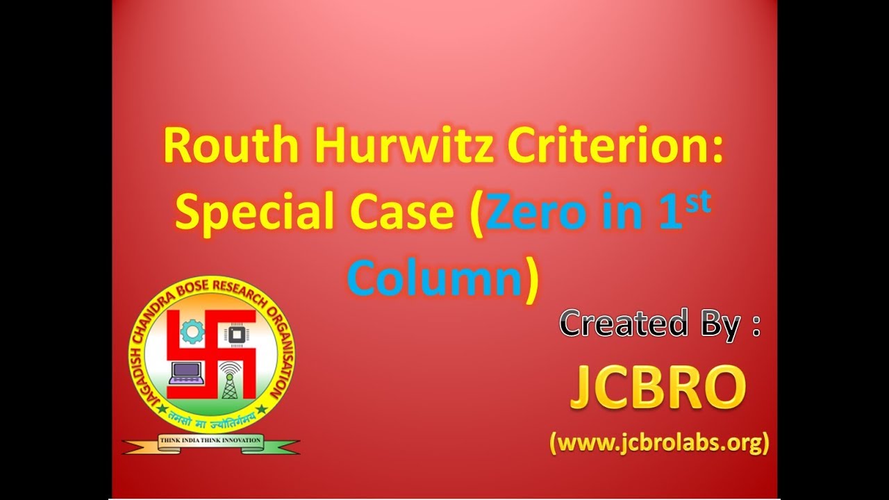 Routh hurwitz criterion: Special Case 1 - YouTube