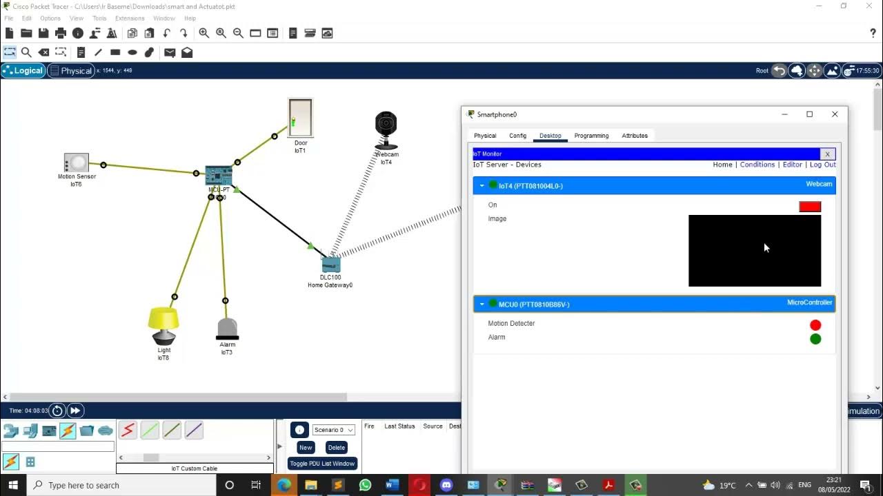 USING SMART PHONE, GATEWAY, MCU, SENSORS AND ACTUATORS IN PACKET TRACER - YouTube