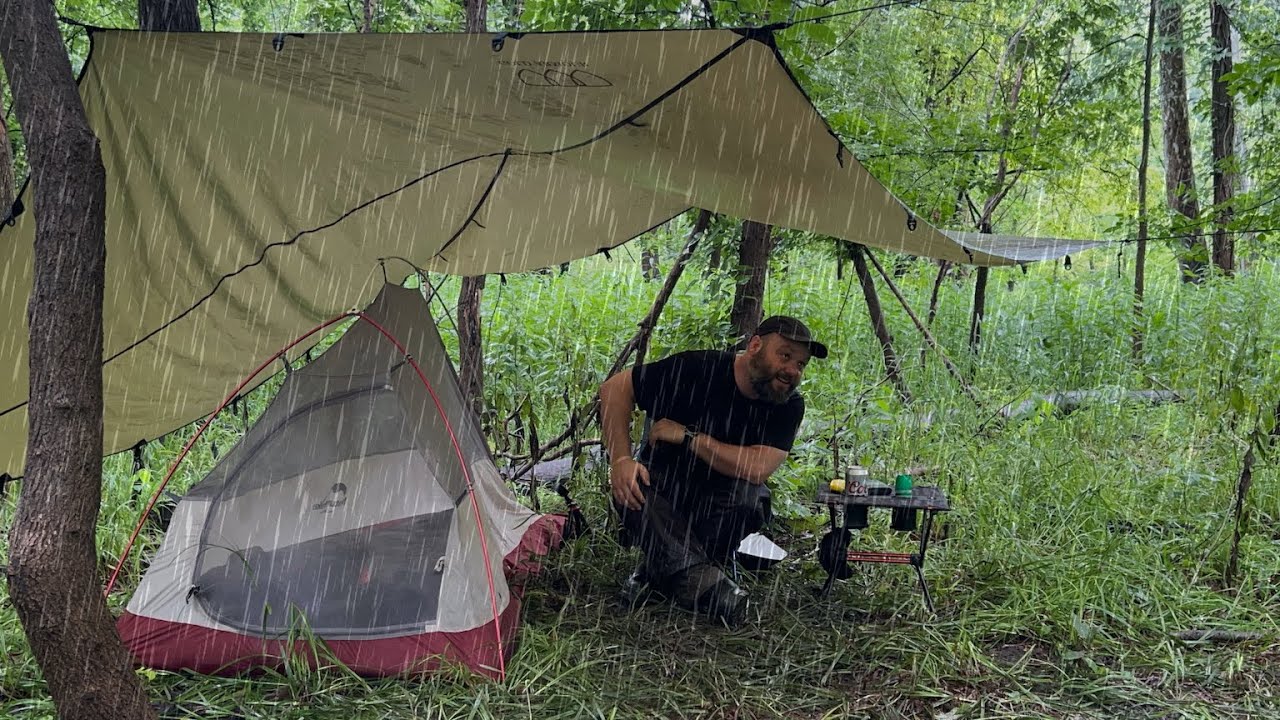 Camping in the RAIN off-trail in a Public Park | Urban Stealth Camp ...