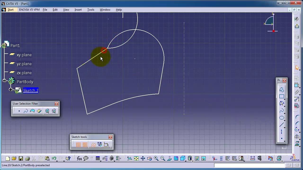 18 CATIA Beginner Tutorial Sketch Mirror - YouTube