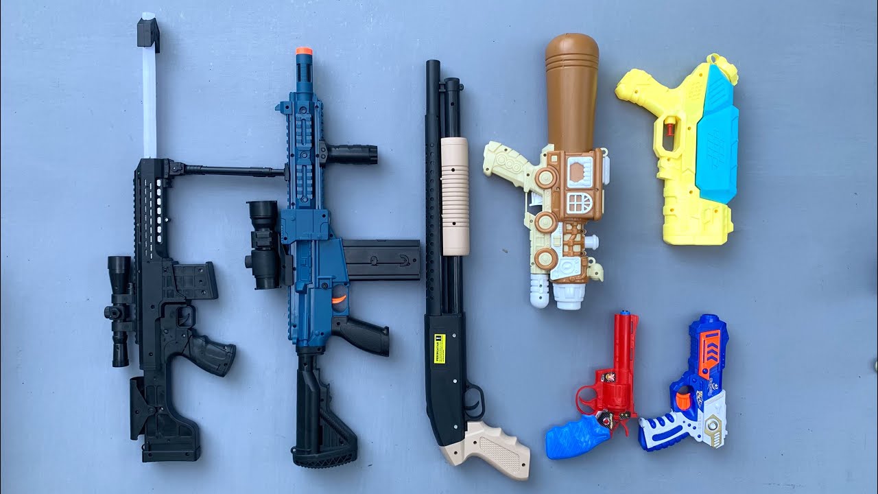 Collecting 7 Toy Gun Automatic M4 Soft Bullet Shotgun Water Gun Sniper ...