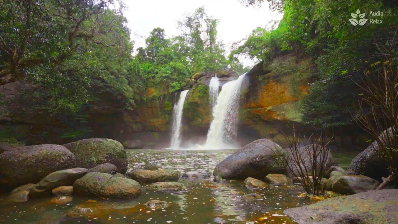 Calming sounds of waterfall and lake. Nature white noise - YouTube
