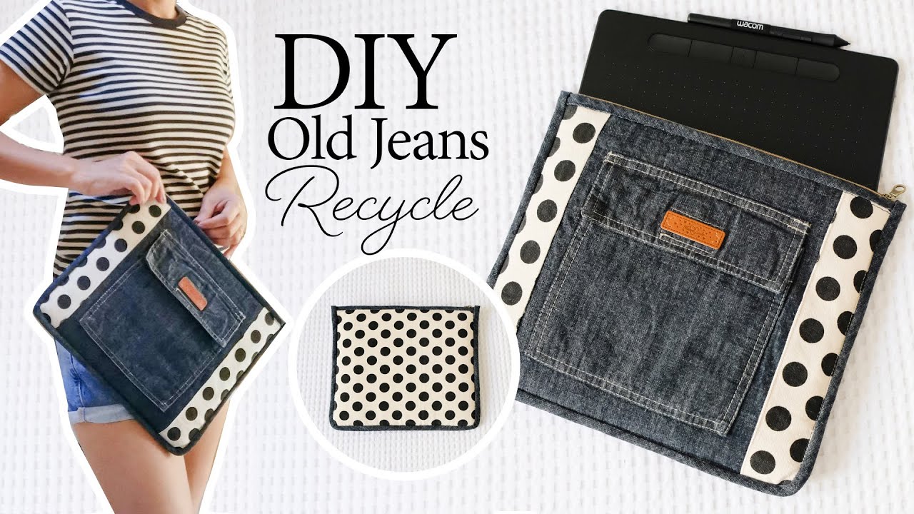 DIY Old Jeans Recycle Tablet Case , Wacom | Tutorial (177) - YouTube