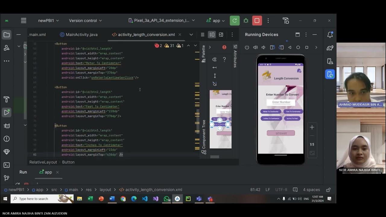 Problem Based Task 1 Mobile Android Application (Nor Amira Najiha (F1058) & Ahmad Muddasir(F1068 ...