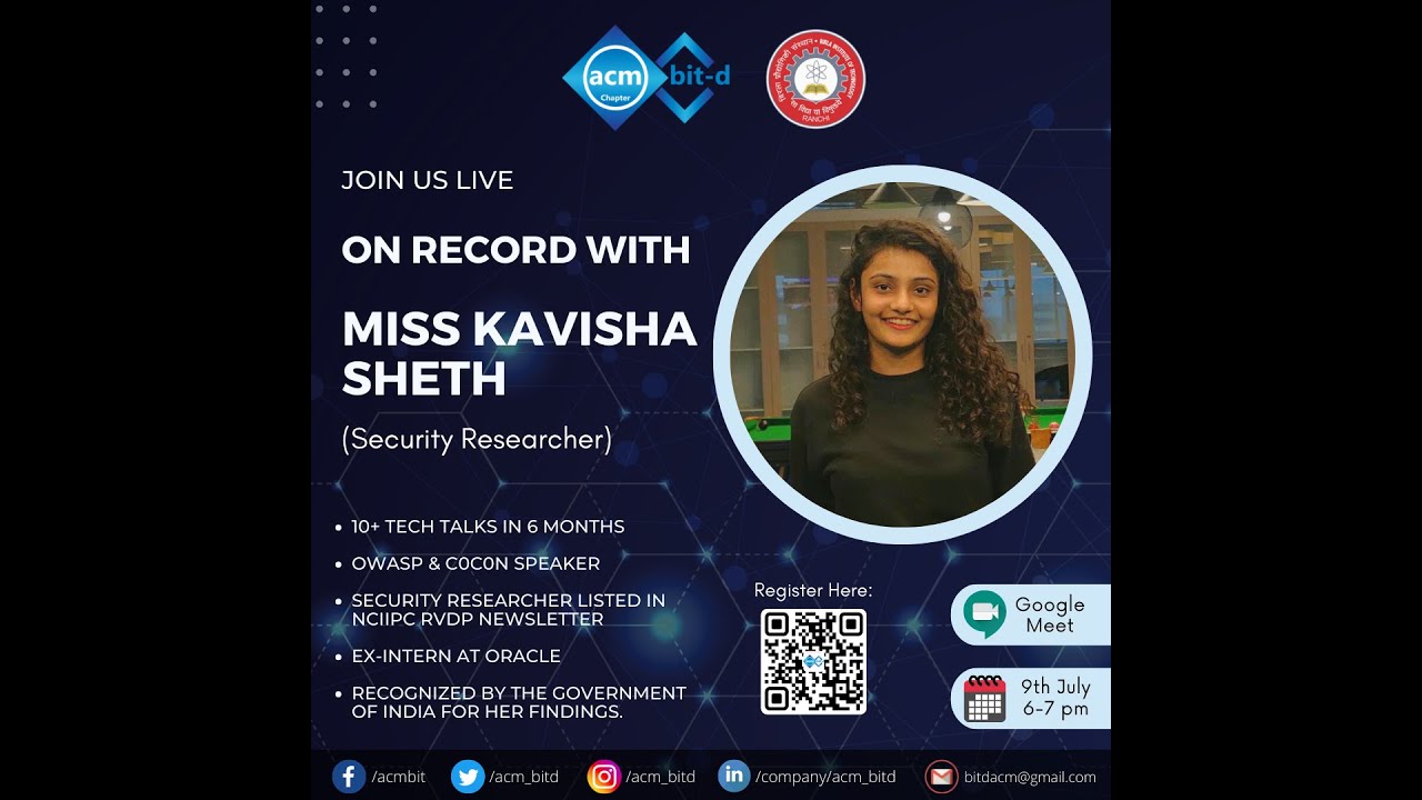 On Record with Miss Kavisha Sheth - Session on Security - YouTube