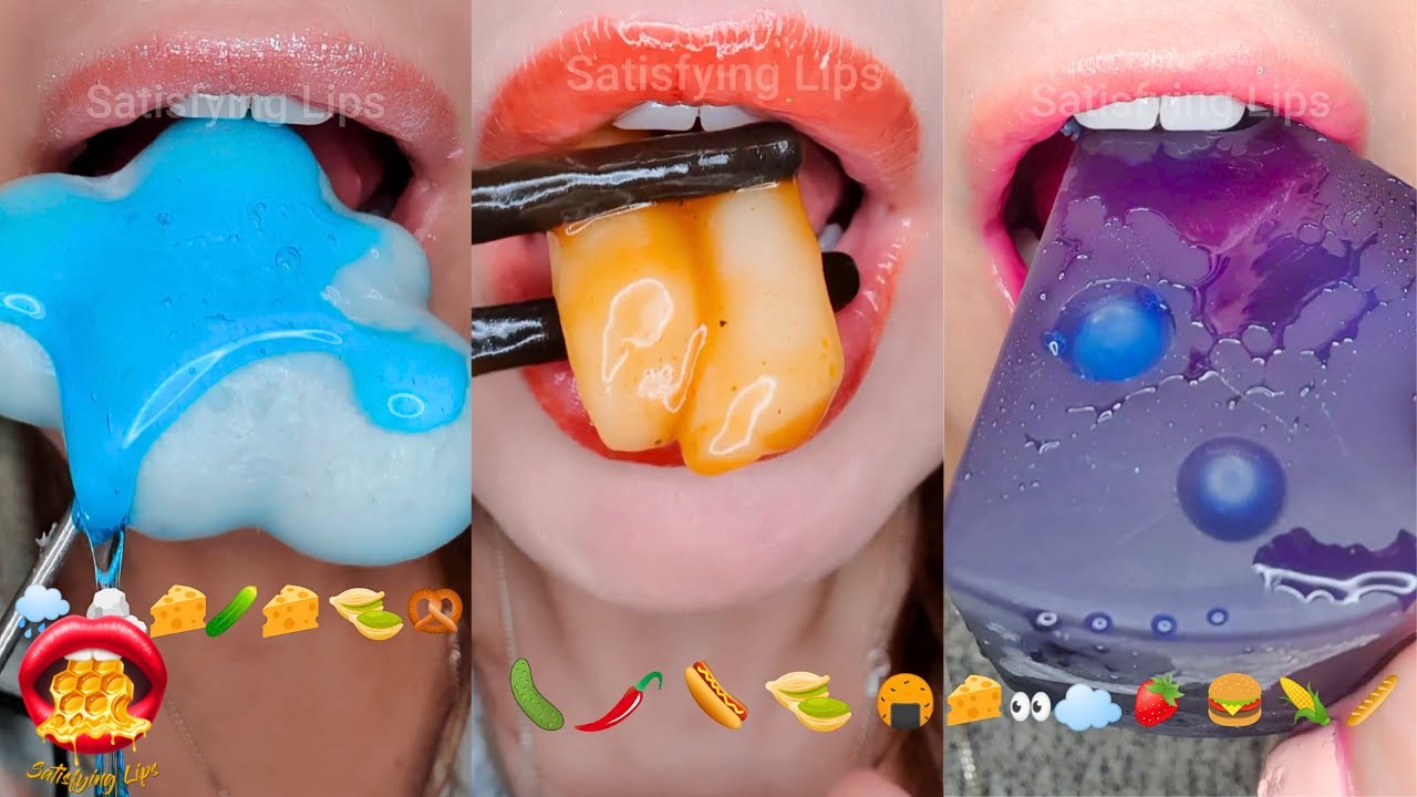 Emoji Food Challenge Satisfying ASMR Eating WAX HONEY FONDANT TTEOBOKKI ...