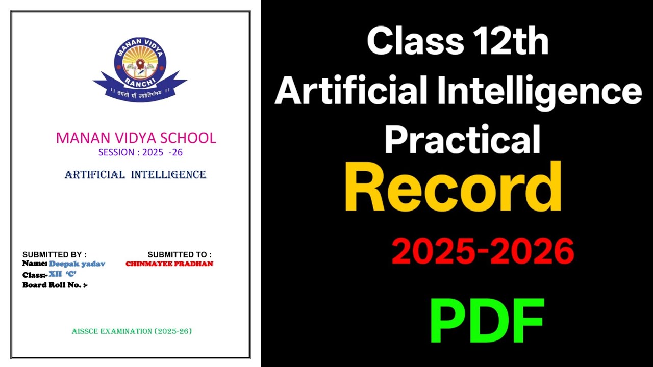 Class 12 Artificial Intelligence Practical Record 2025–26 | AI Record ...