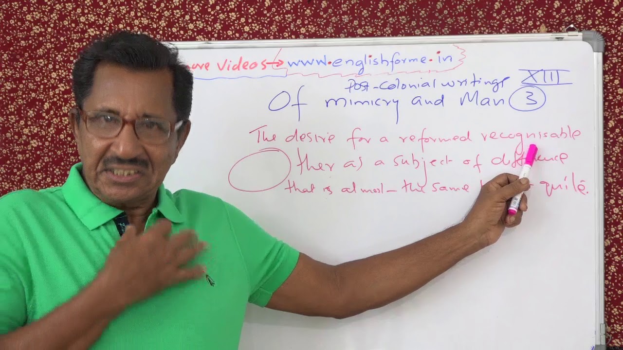 POST-COLONIAL WRITINGS. 13. OF MIMICRY AND MAN III. LECTURE BY PROF ...