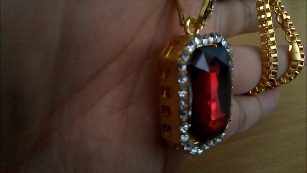 Red Stone Ruby Pendant With Chain - YouTube