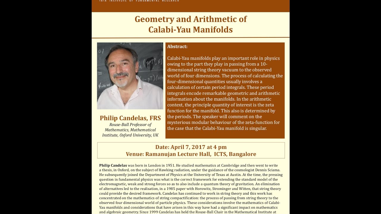 Geometry and Arithmetic of Calabi-Yau Manifolds by Philip Candelas FRS ...
