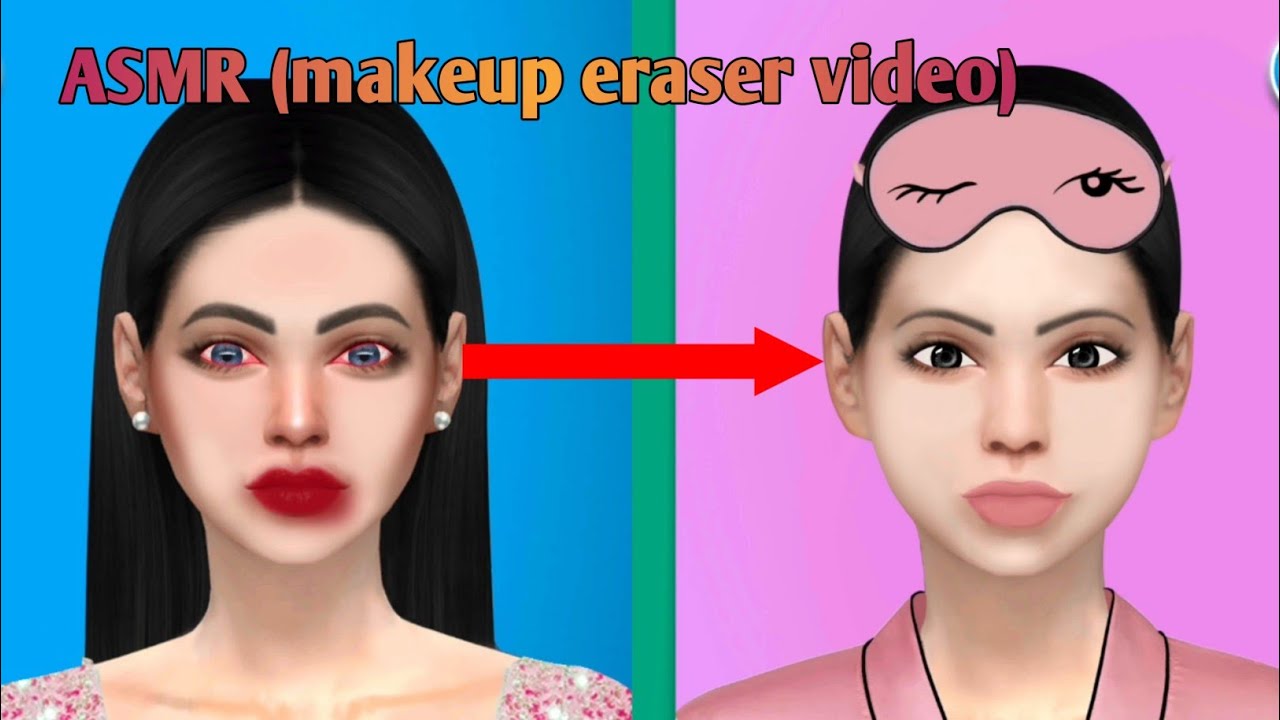 ASMR makeup eraser video ll Erase All Types of problems of her face ll Makeup eraser video ll # ...