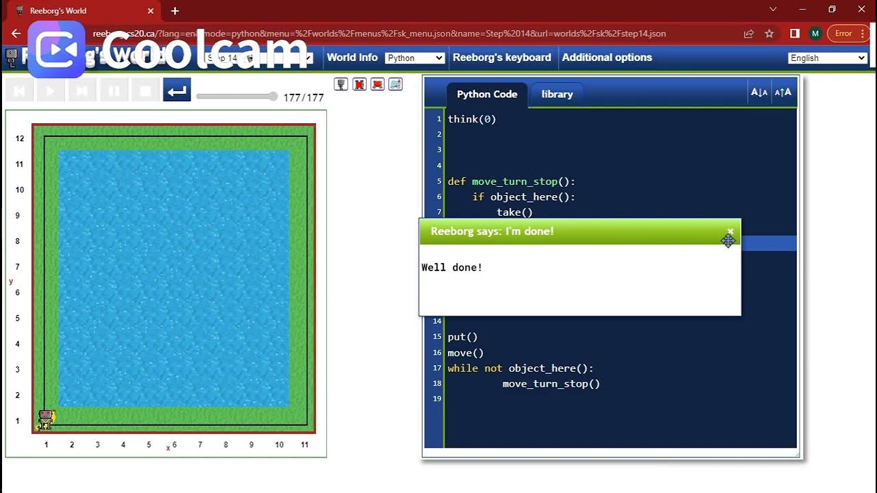 reeborg step 14 - YouTube