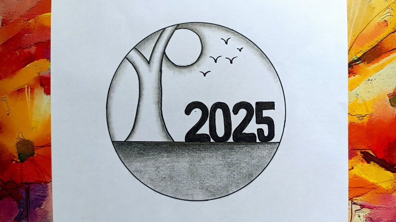 "Easy New Year 2025 Drawing Tutorial 🎉 | Step-by-Step for Beginners ...