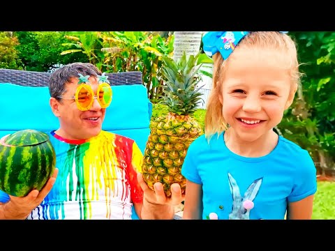 Nastya and friends play in the Slime City