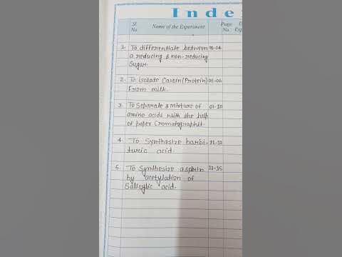 chemistry practical ka Index kaise bhare - YouTube