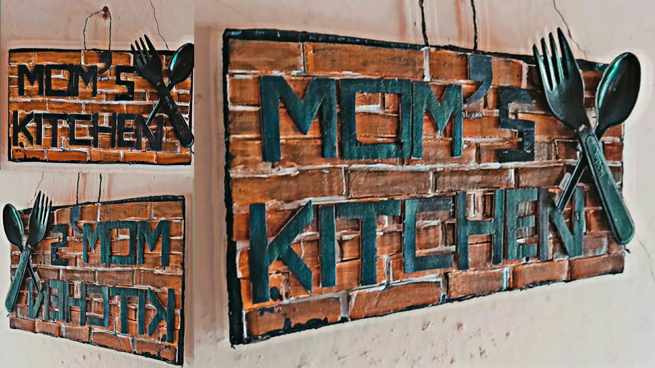 DIY kitchen decor name plate easy and simple quick making - YouTube