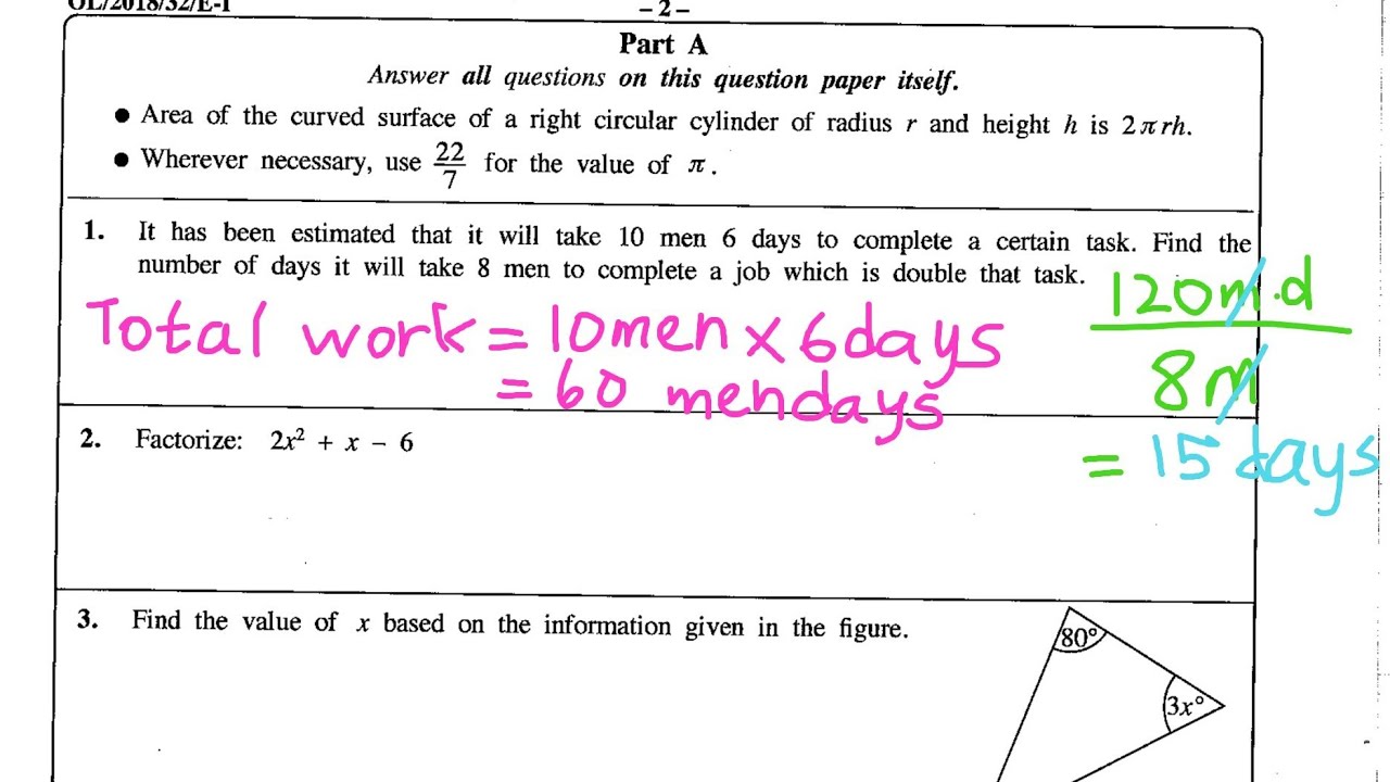 2018 👉 Men days work formula | Total work in mendays | How to find ...