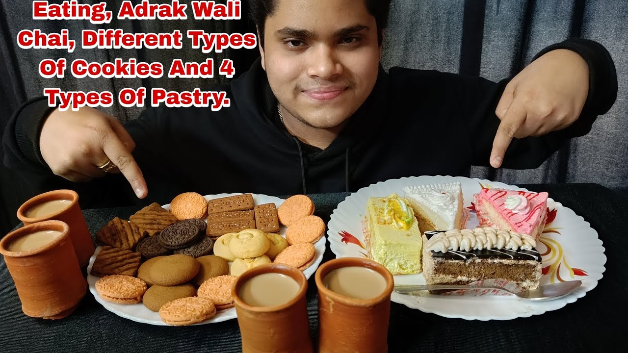 Eating Adrak Wali Chai, Different Types Of Cookies And 4 Types Of ...