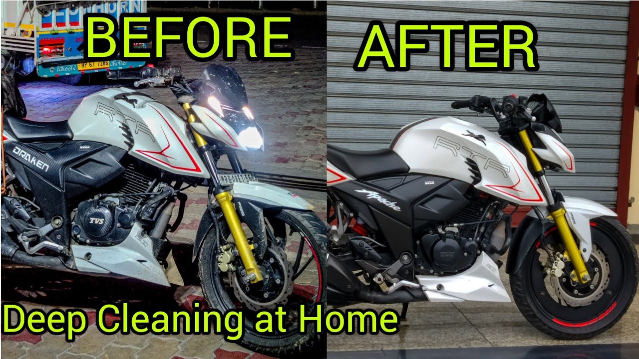 How To Deep Clean a Bike At Home | Like a Professional | Apache RTR 200 ...