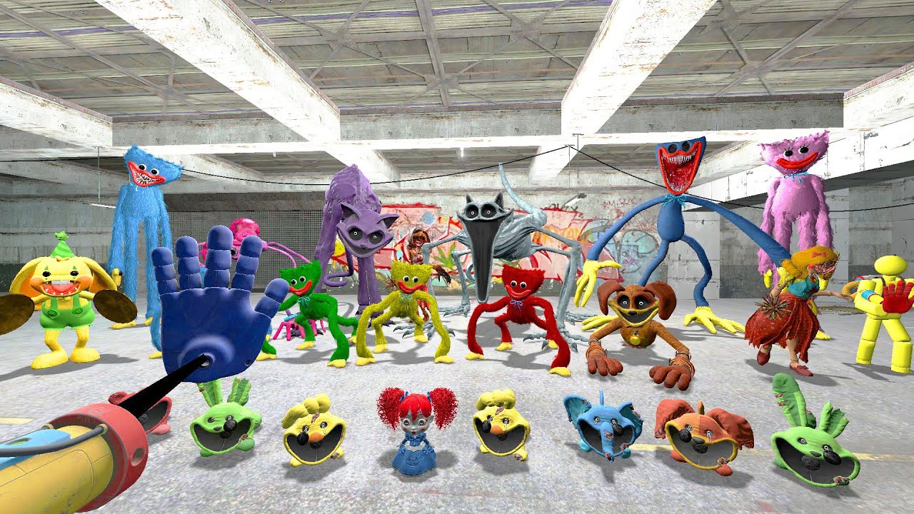 All Poppy Playtime Chapter 3 Monsters Chase with Grabpack in an abandon ...