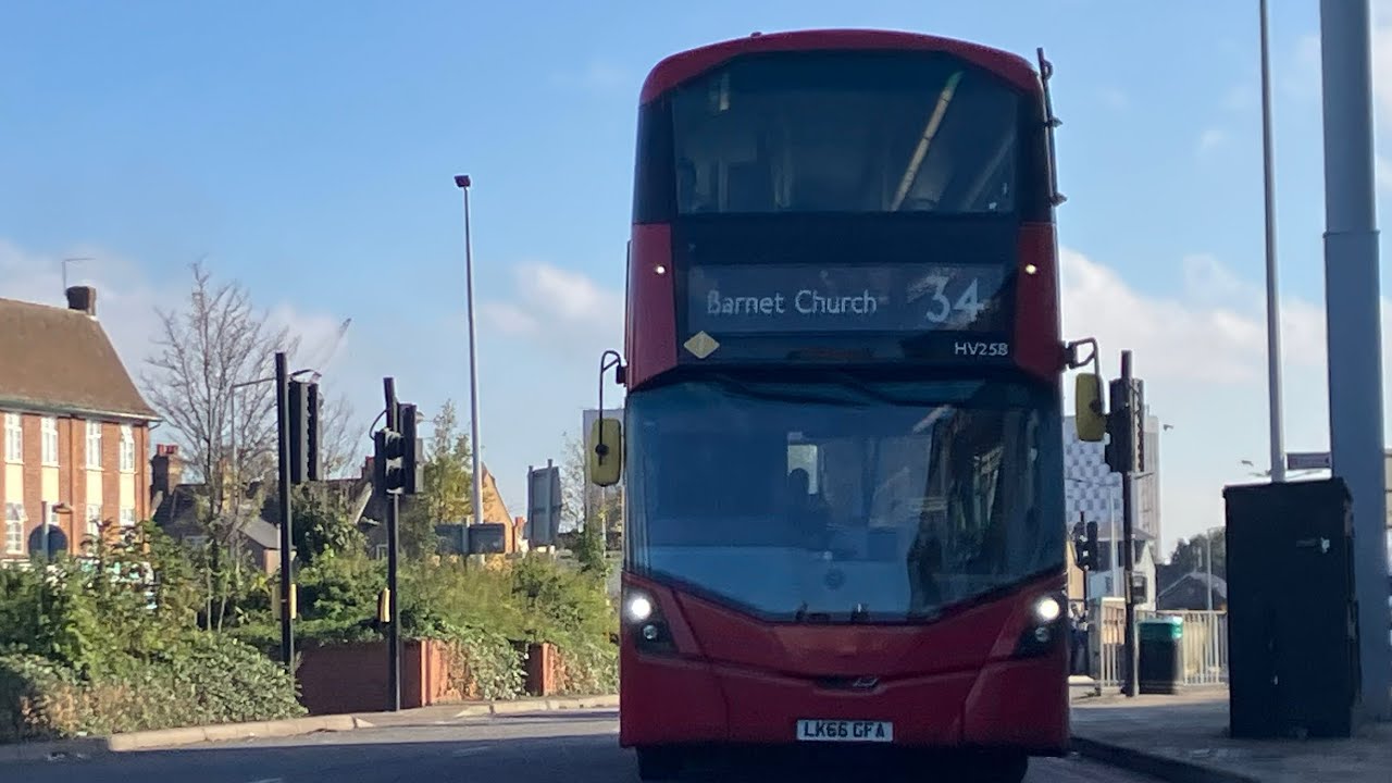 Journey on the Arriva London Wright Gemini 3 B5LH HV258 LK66GFA on bus ...