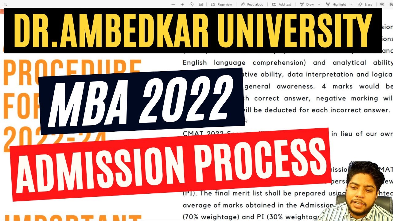 MBA Ambedkar University Admission Process 2022 Application form ...