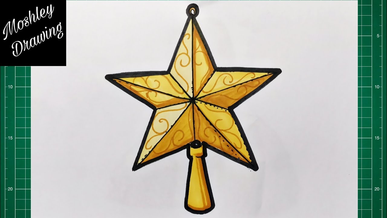 How to Draw a Christmas Tree Star Topper Step by Step - YouTube