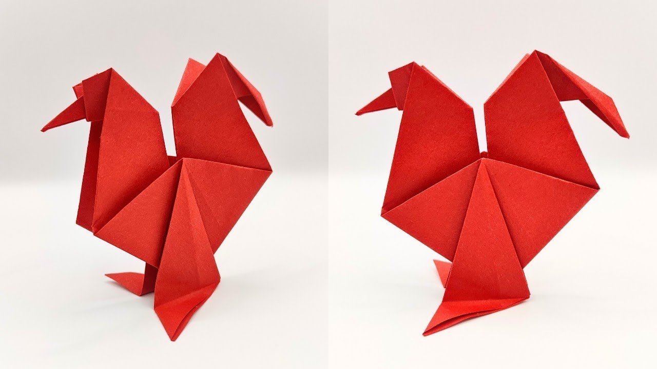 Easy Origami ROOSTER | How to make a paper rooster - YouTube
