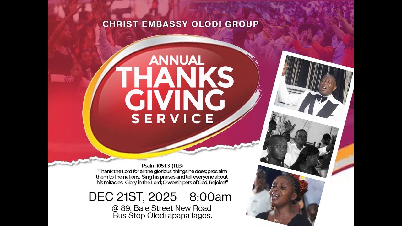 THANKSGIVING SERVICE | CHRIST EMBASSY ABUNDANT GRACE CHURCH 🎉 - YouTube