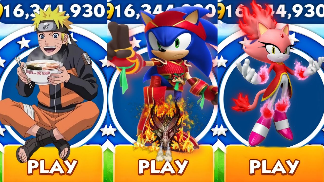 Sonic Dash - Burning Blaze VS Dragon Fire VS Naruto Run _ Sonic vs All ...