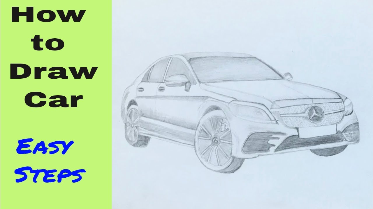 How to Draw a Mercedes Car Step by Step Easy | Mercedes Car Drawing ...