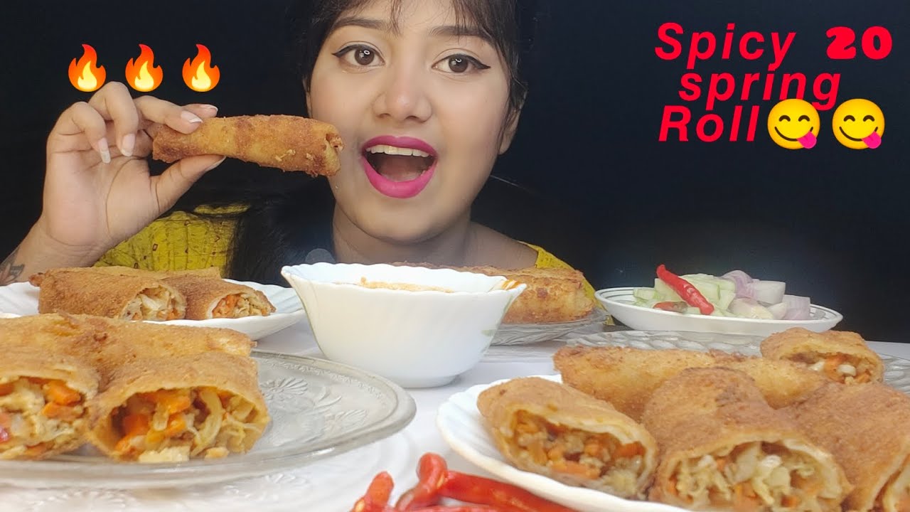 𝘼𝙎𝙈𝙍:𝙎𝙋𝙄𝘾𝙔 20 𝙎𝙋𝙍𝙄𝙉𝙂 𝙍𝙊𝙇𝙇😋𝙈𝙐𝙆𝘽𝘼𝙉𝙂 EATING||FOOD MUKBANG YAMMY||💥🤯🔥 - YouTube