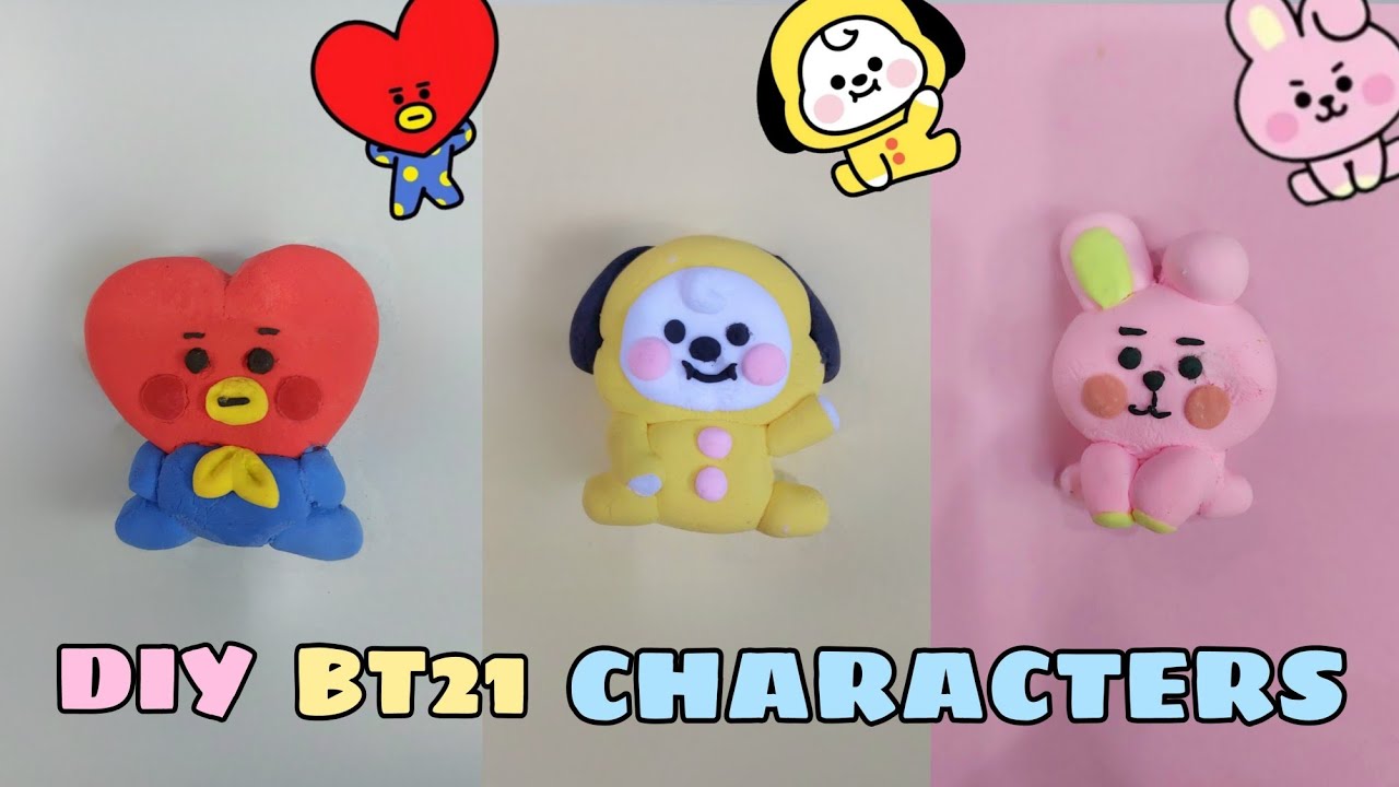 DIY BT21 Characters💜Super Clay Tutorial | Dreaming In Colours - YouTube