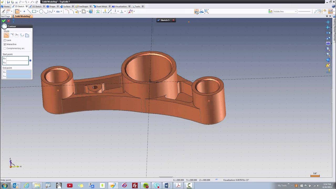 TopSolid Modeling Step 10 - Create plane by point and normal - YouTube