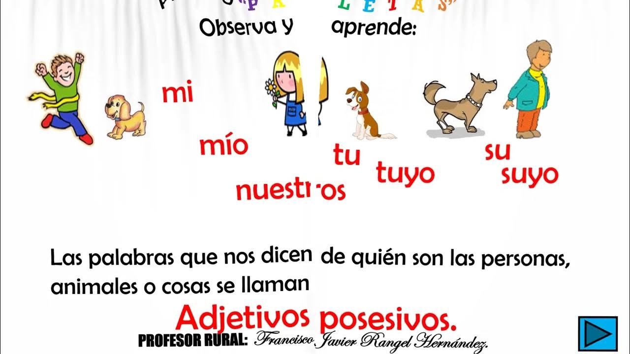 APRENDE LOS ADJETIVOS POSESIVOS. Proyecto "PALETAS". - YouTube