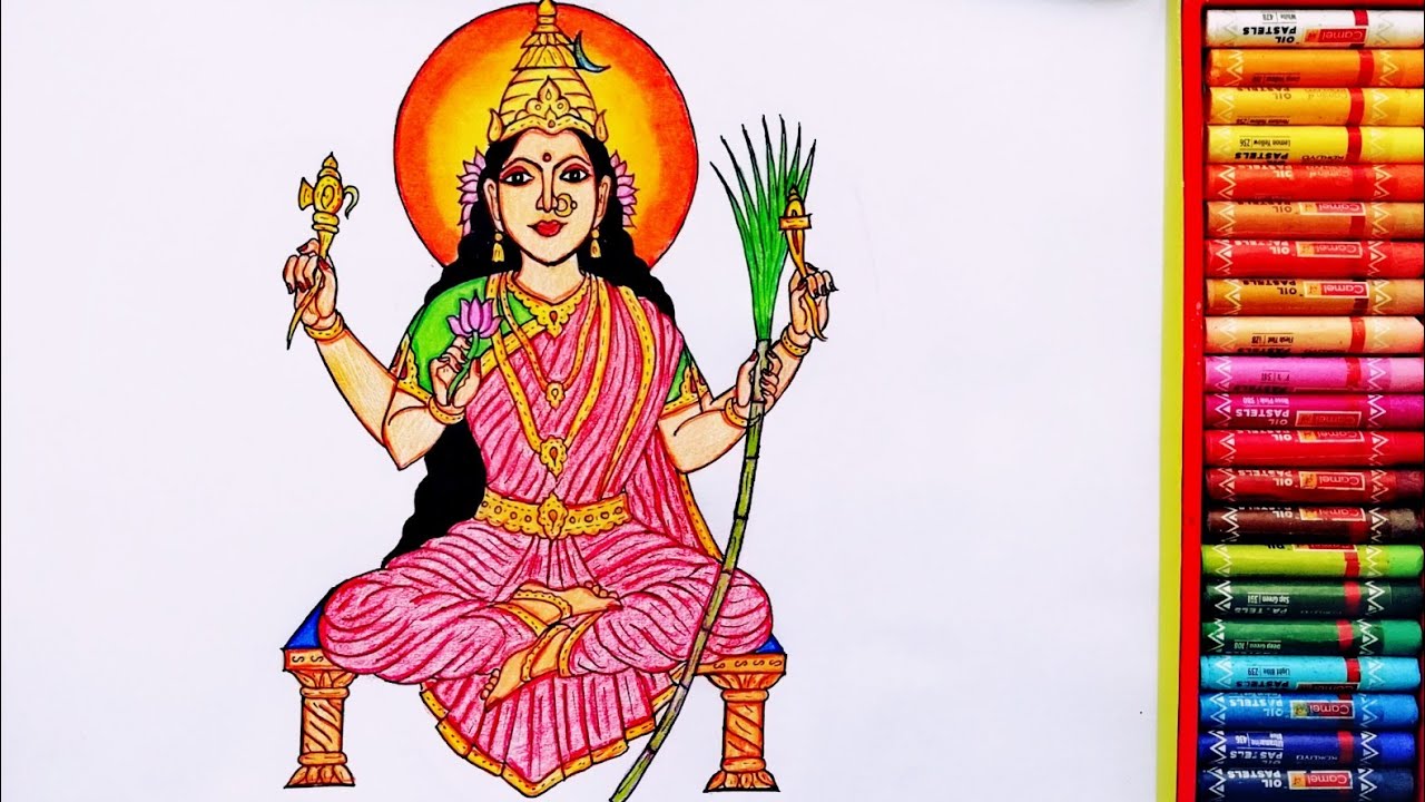 Time-lapse Painting Of Goddess Lalitha Parameswari | Drawing Of Lalitha ...