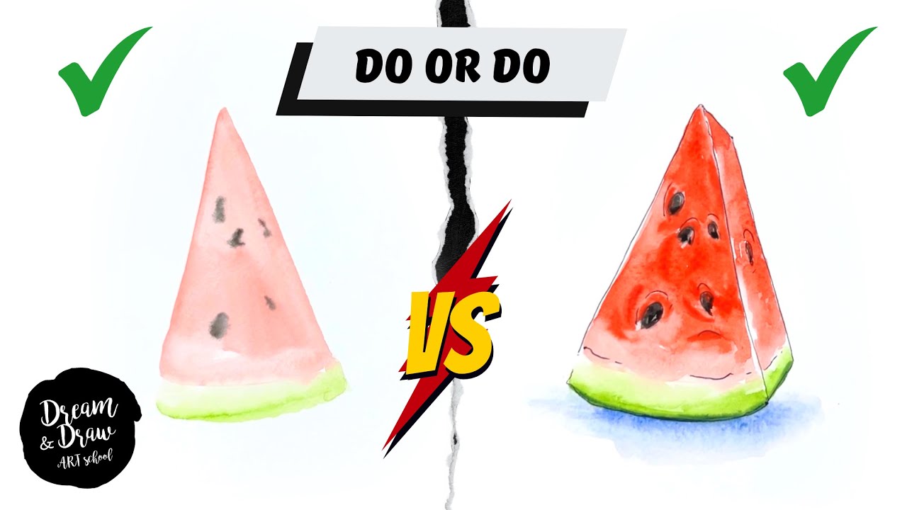 DOs & DOs: How to Draw Watermelon Easy Step by Step | Art Drawing ...