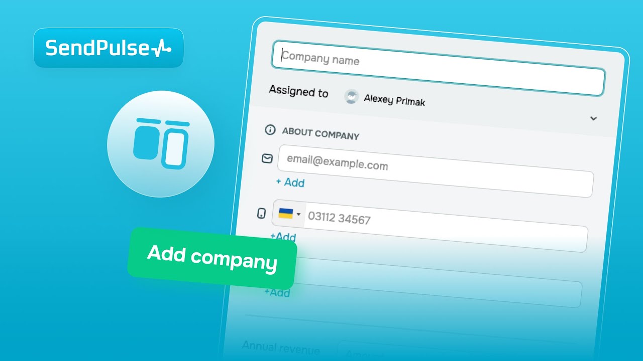 How to create a company in SendPulse CRM to organize data - YouTube