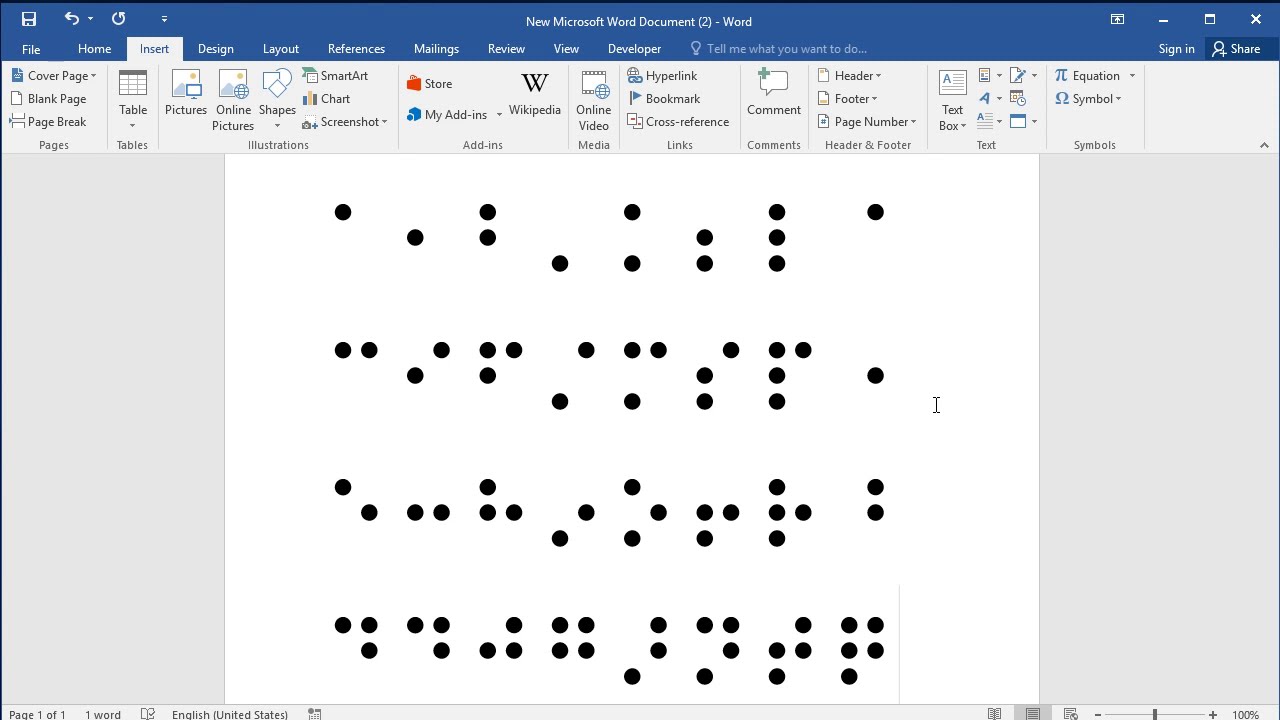 How to type Braille patterns in word - YouTube