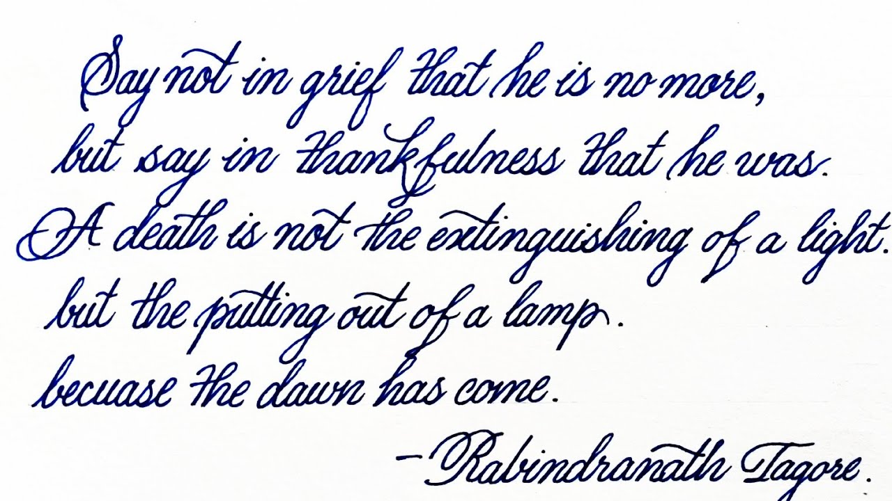 Stylish handwriting upholding Tagore's quote - YouTube