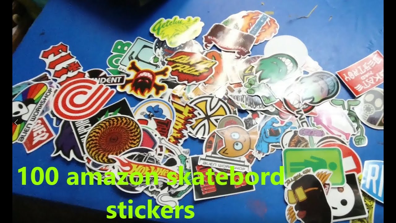 100 skateboard stickers 100 pack from amazon - YouTube