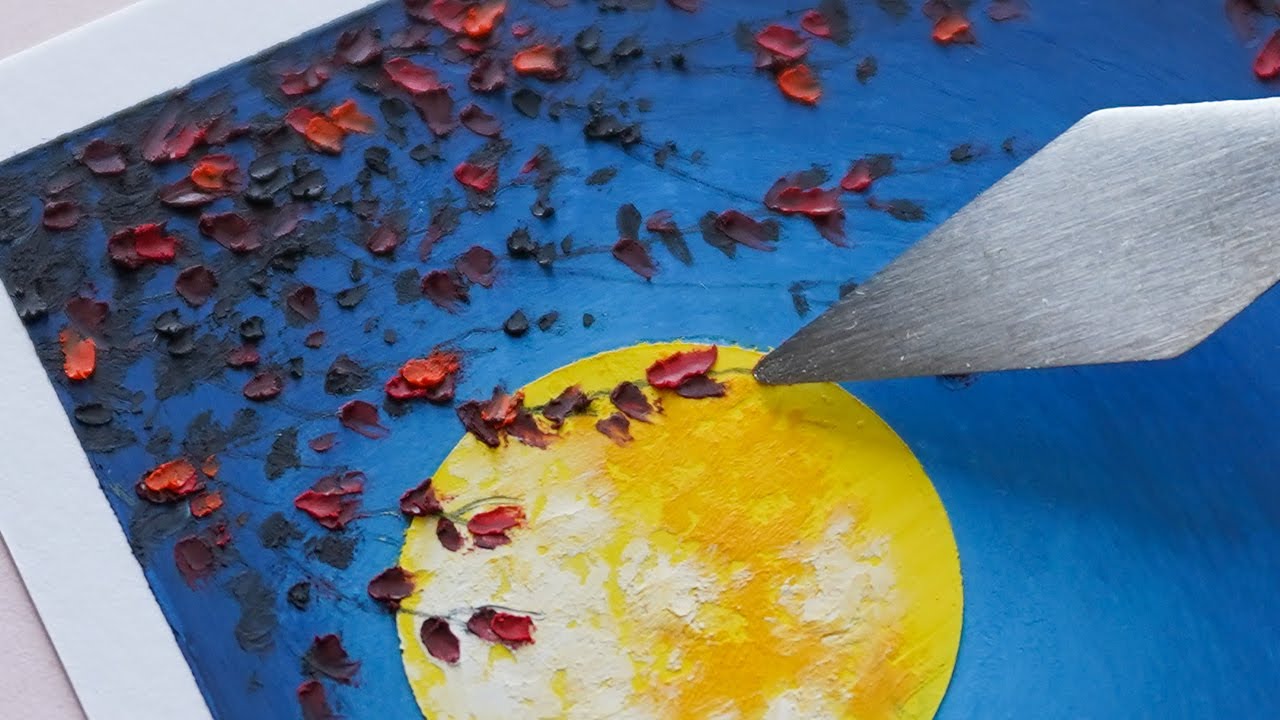 Oil Pastel Drawing - Full Moon | Easy Textured art - YouTube
