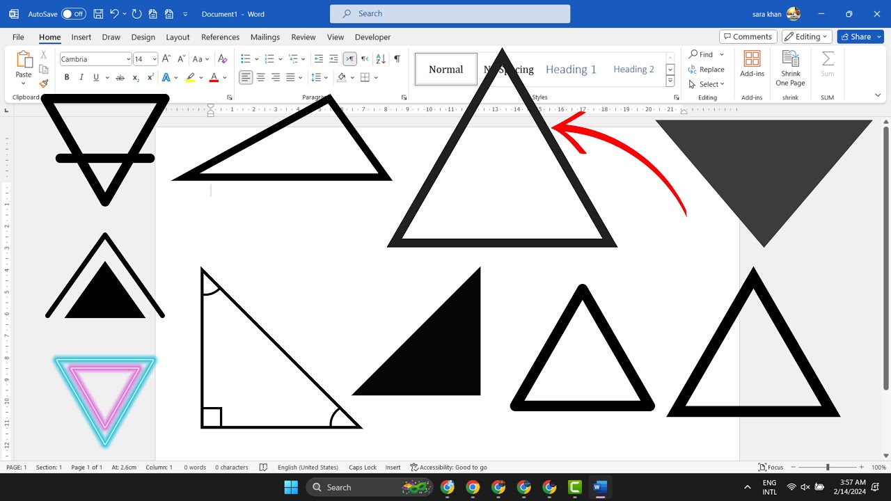 How to type different types of triangle symbols in Word [Hindi] - YouTube