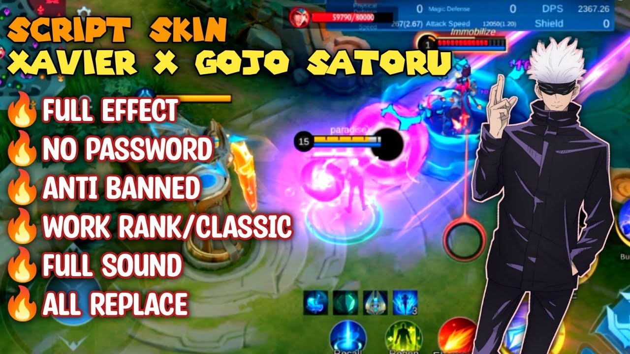 SCRIPT SKIN XAVIER X GOJO SATORU FULL EFFECT NO PASSWORD - YouTube