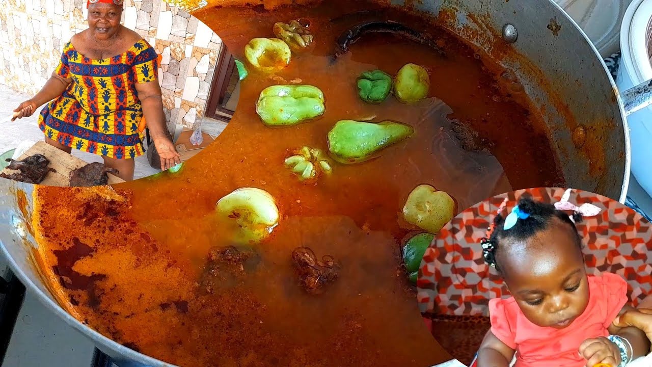 African Home:Mum cooks spicy grasscutter light soup for a postpartum ...