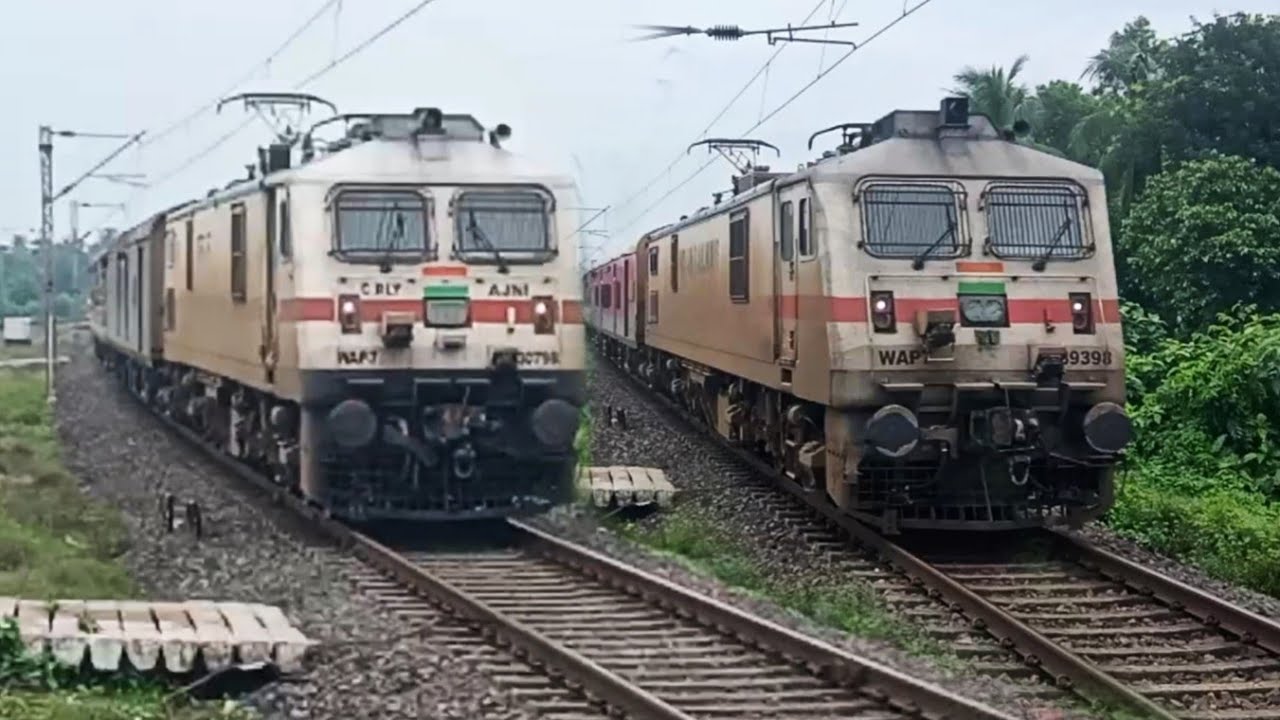 High Speed 130 Kmph Trains At Absolute Sharp 90° Curve In Heavy Rain 🌧️ ...